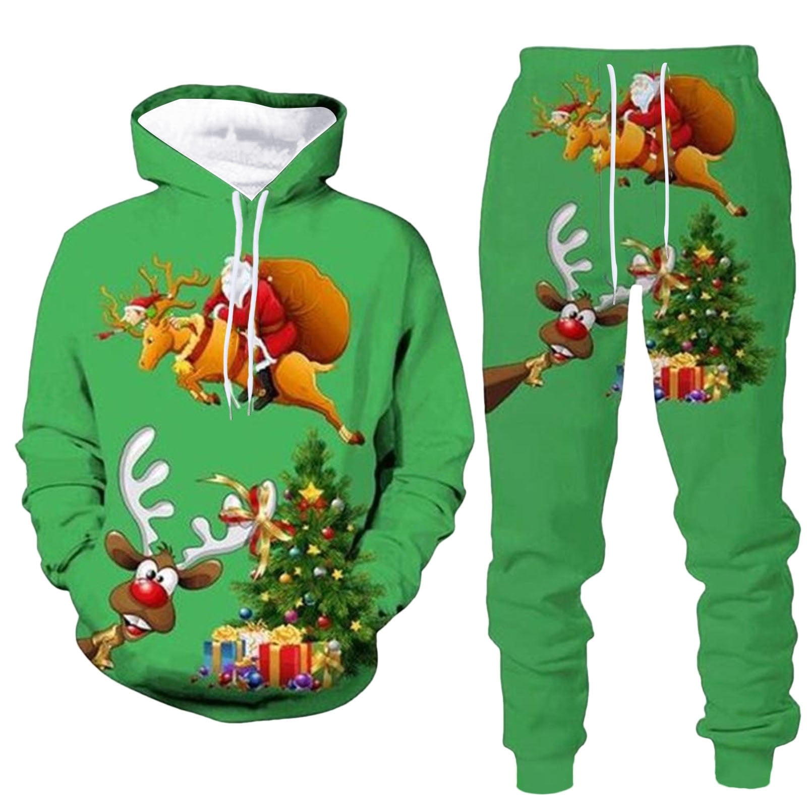 BOOMNY Christams Mens Tracksuits Xmas Santa Claus Hoodies Sweatpants ...
