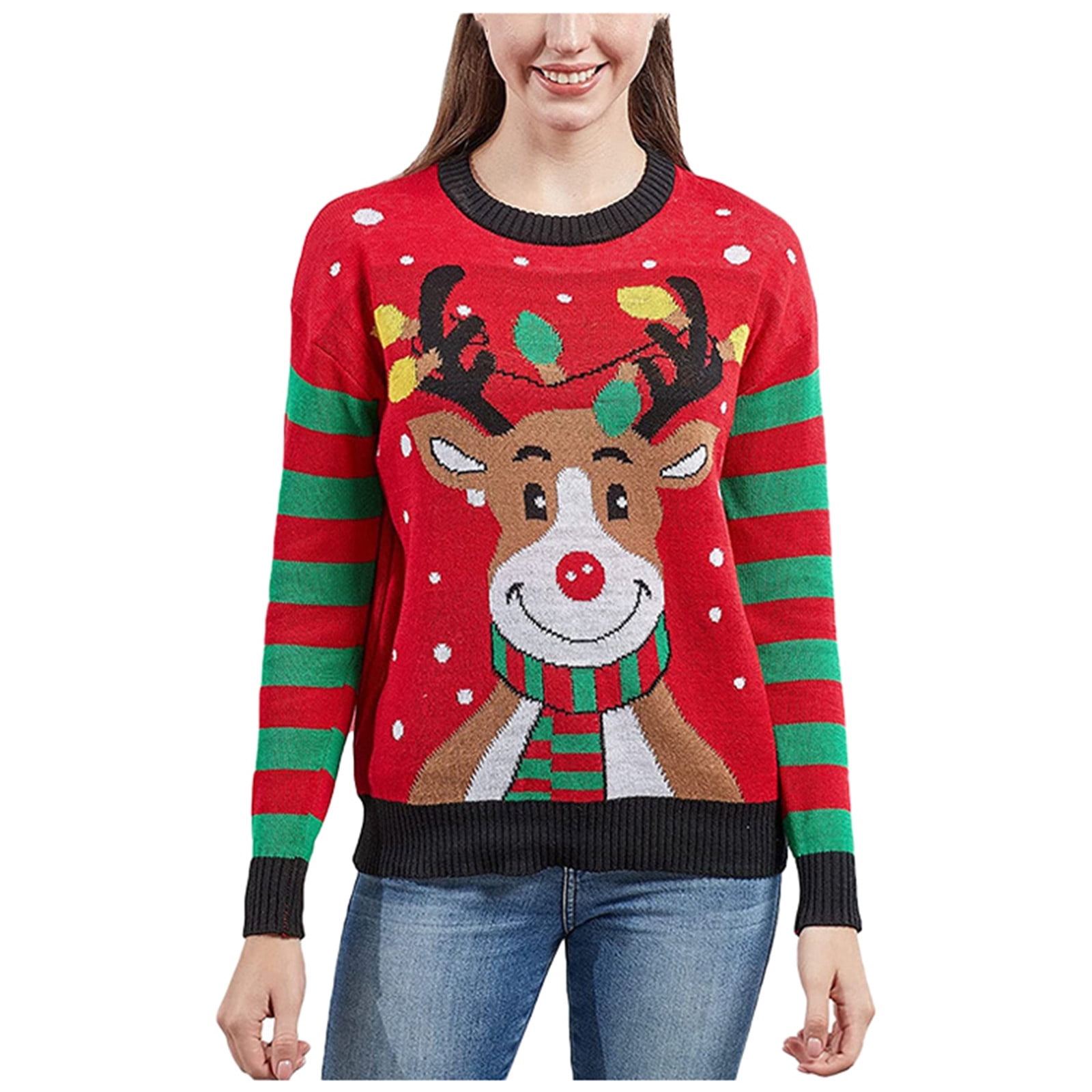 BOOMNY Christmas Womens Sweater Long Sleeve Sweaters for Women Xmas ...