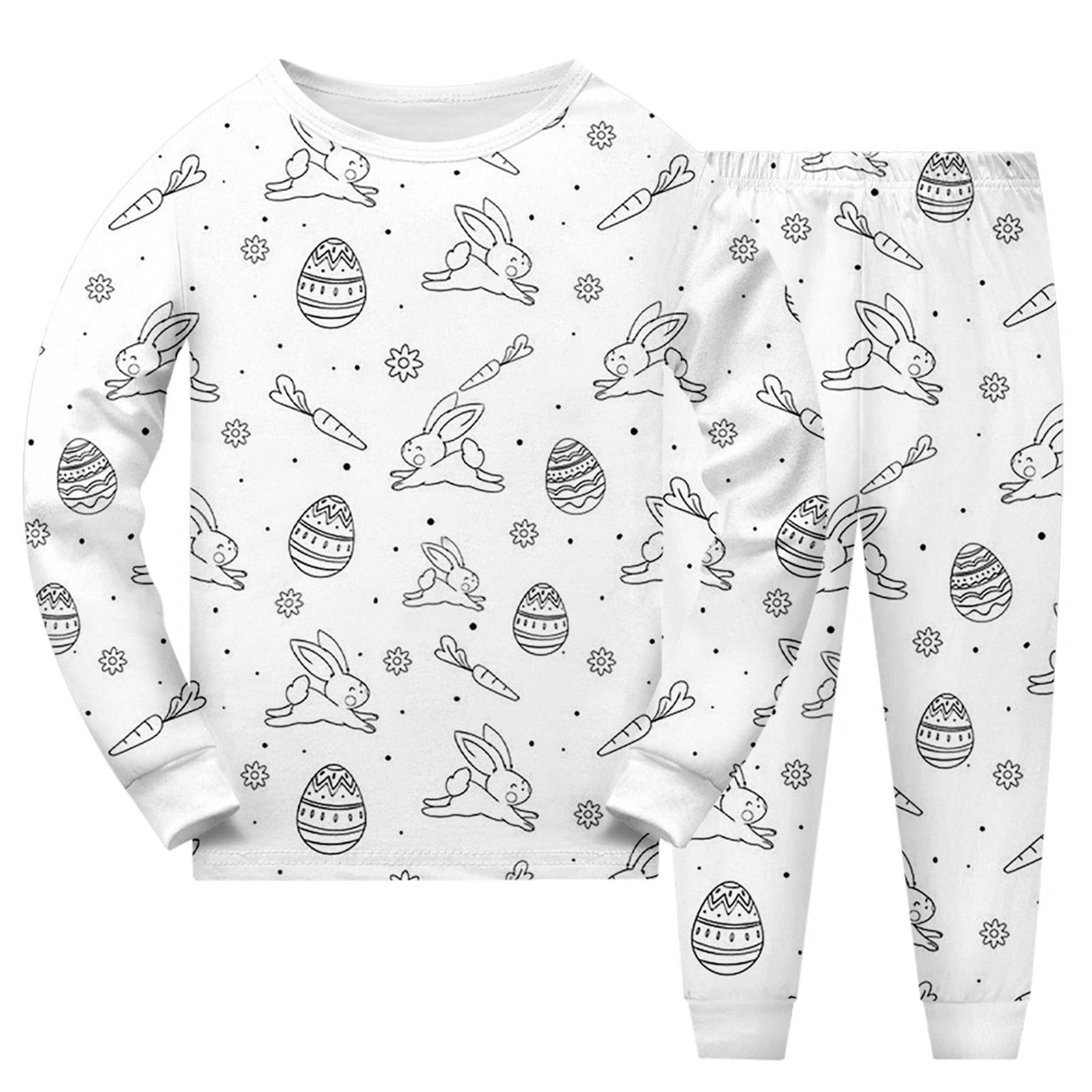 BOOMNY Easter Toddler Girls Loungewear Outfits Long Sleeve Cartoon Egg ...