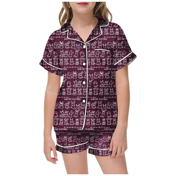 BOOMNY Easter Toddler Girls Loungewear Outfits Short Sleeve Cartoon ...