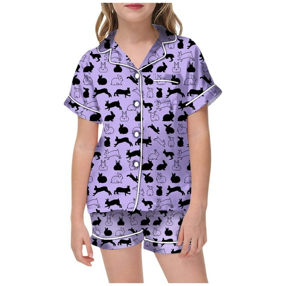 BOOMNY Easter Toddler Girls Loungewear Outfits Short Sleeve Cartoon ...