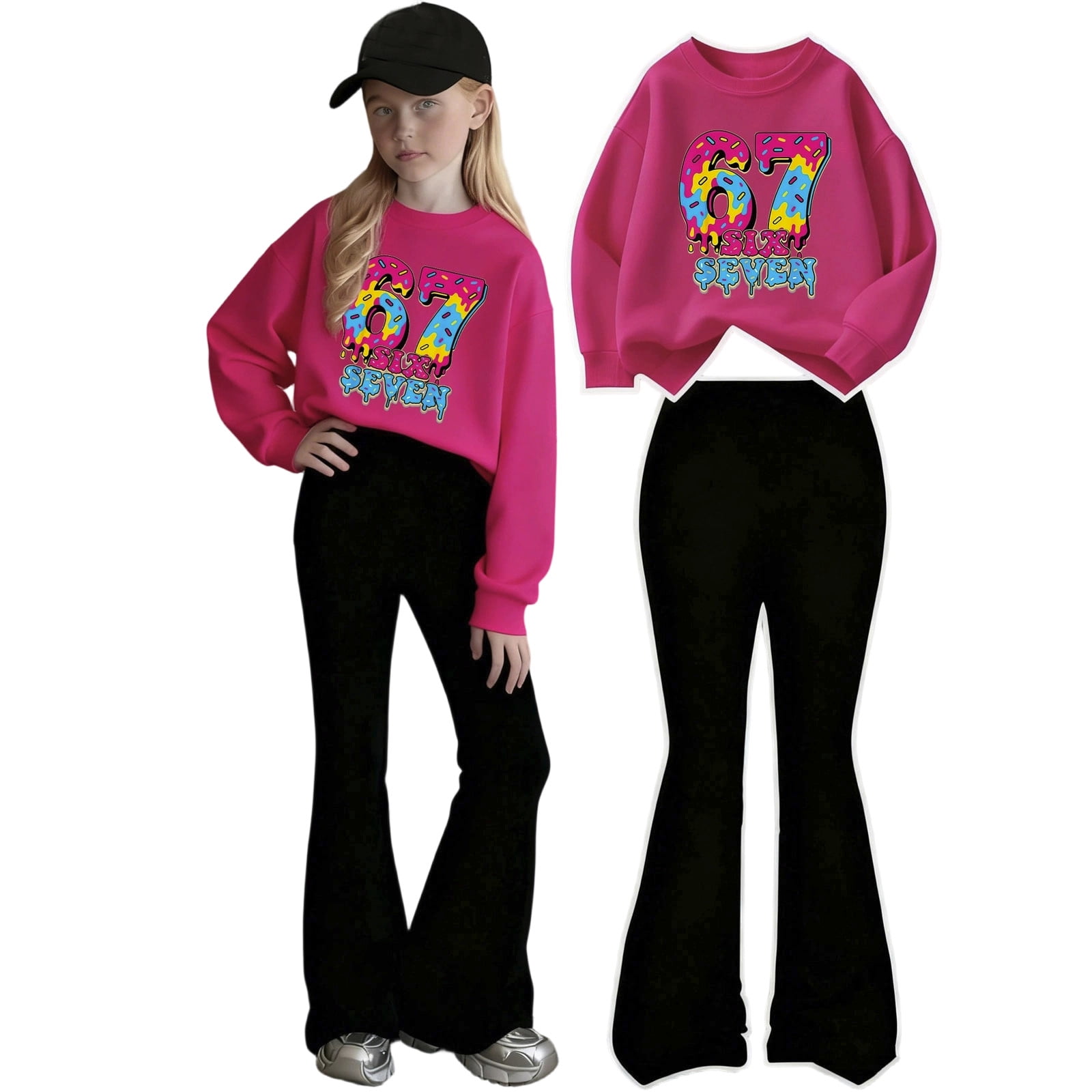 BOOMNY Funny 6 7 Outfit Set For Gilrs Long Sleeve Casual Six Seven ...