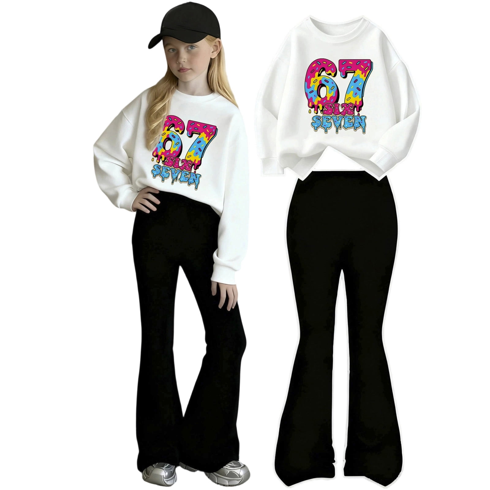 BOOMNY Funny 6 7 Outfit Set For Gilrs Long Sleeve Casual Six Seven ...