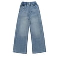 BOOMNY Girl'S Jeans Wide Leg Jeans for Girl Trendy Solid Color Elastic ...