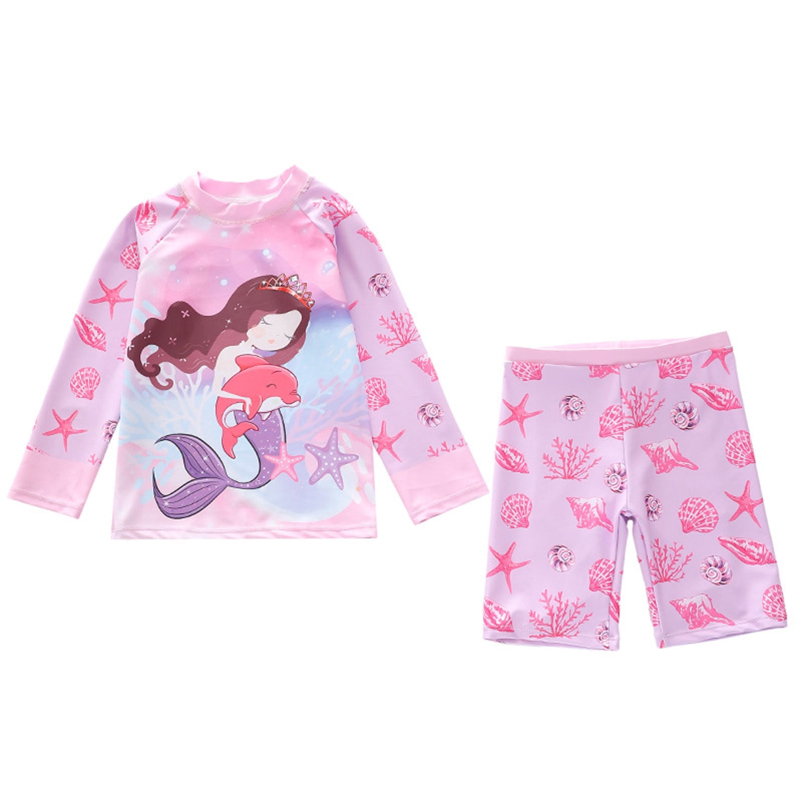 BOOMNY Girl's Bathing Suit Long Sleeve Cute Cartoon Animal Printed 2 ...