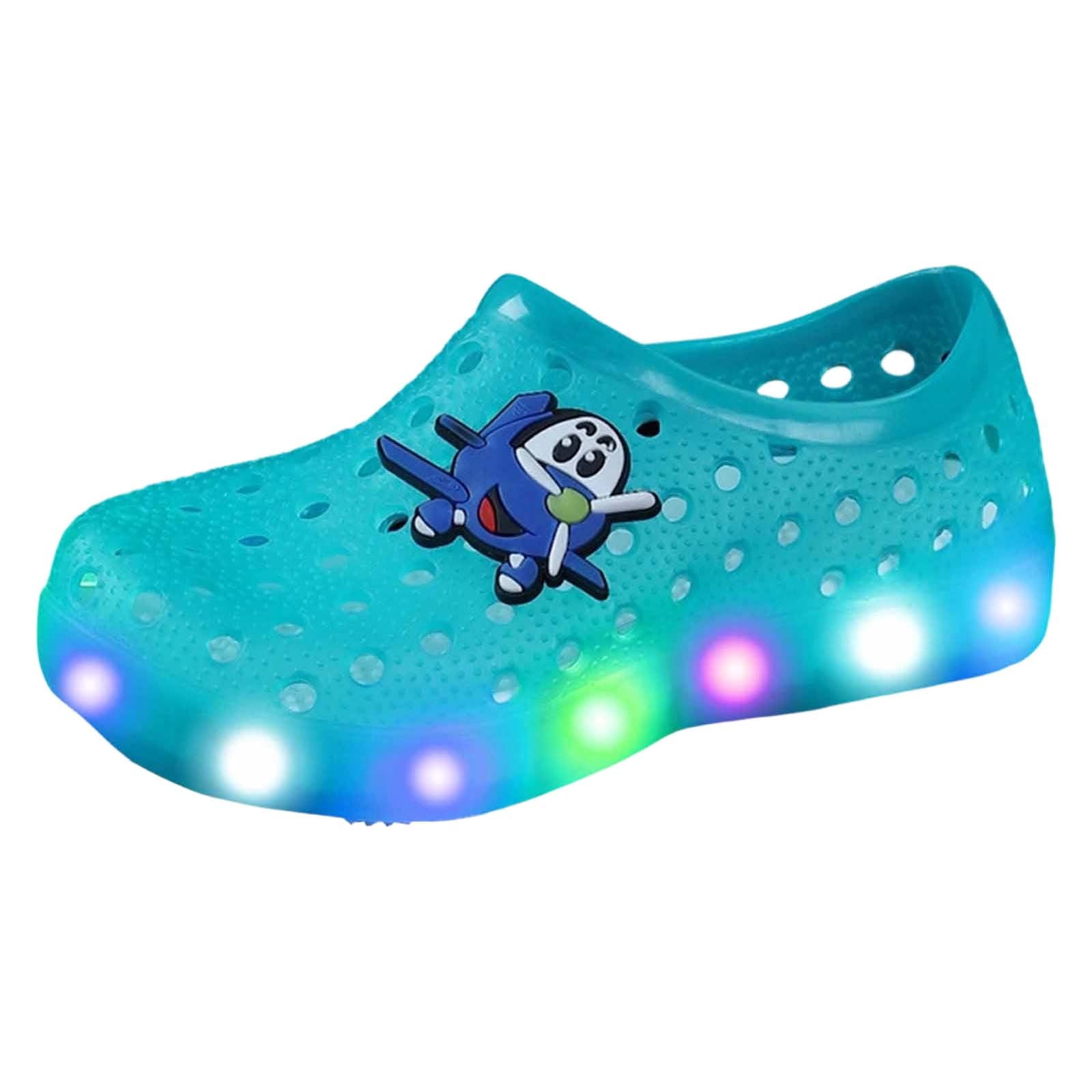 BOOMNY Girl's Clog Sandals Closed Toe Light Up Flat Garden Sandals for ...