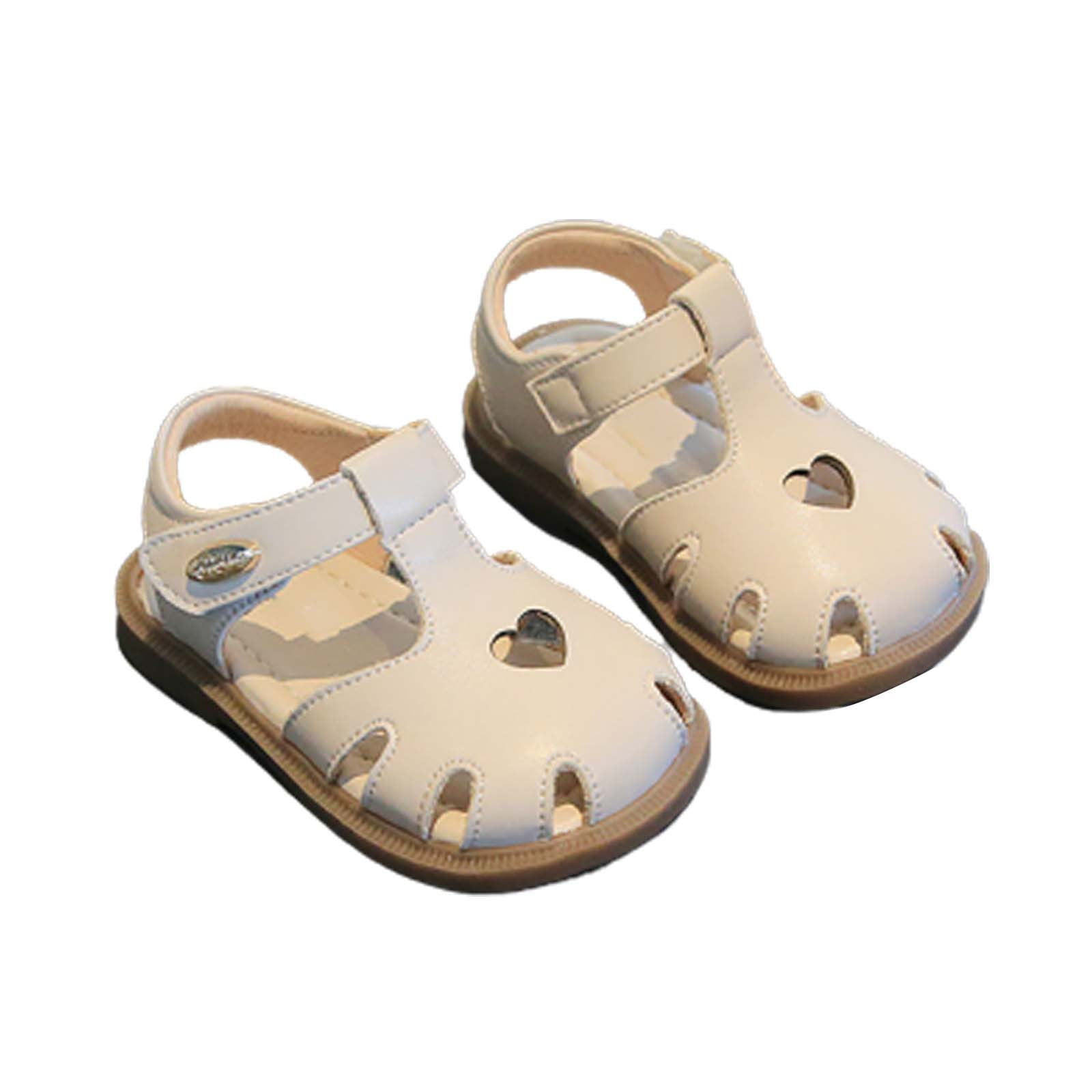 BOOMNY Girl's Sandals Closed Toe Flat Sandals for Kids Adjustable Strap ...