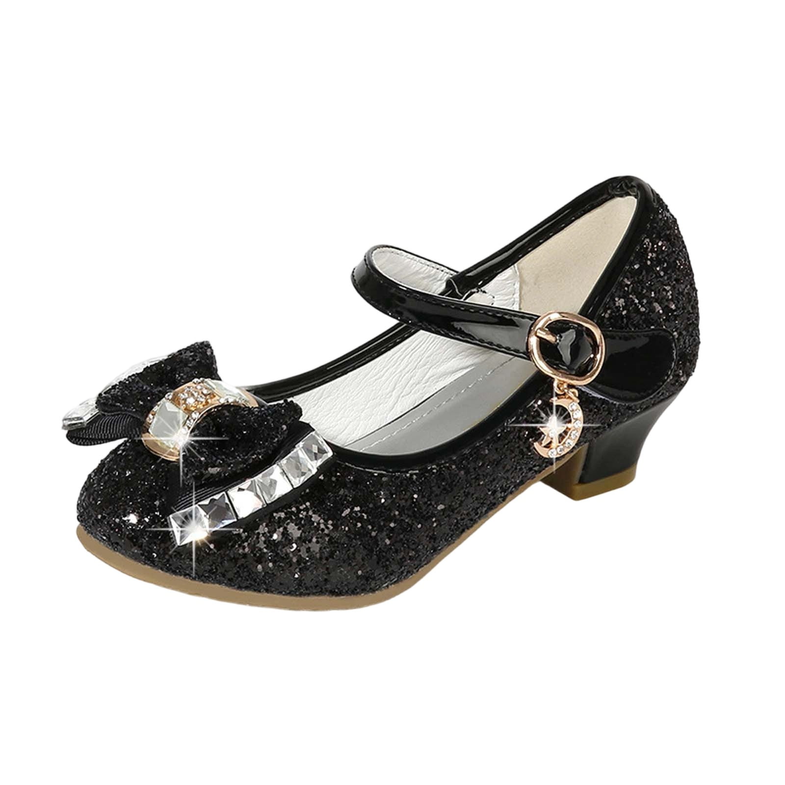 BOOMNY Girl's Sandals Closed Toe Low Heels Crystal Sandals for Kids ...