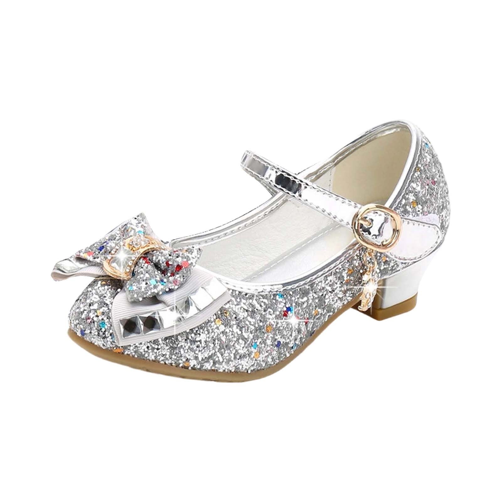 BOOMNY Girl's Sandals Closed Toe Low Heels Crystal Sandals for Kids ...