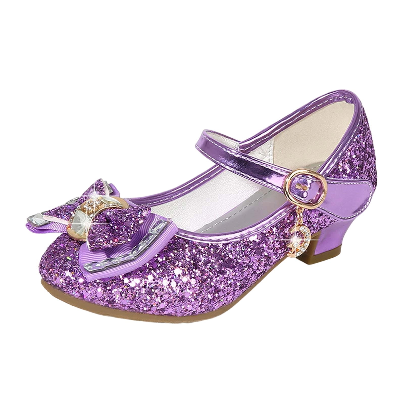 BOOMNY Girl's Sandals Closed Toe Low Heels Crystal Sandals for Kids ...