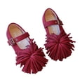 BOOMNY Girl's Sandals Closed Toe Tassel Flat Sandals for Kids ...