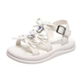 BOOMNY Girl's Sandals Open Toe Flat Sandals for Kids Adjustable Strap ...