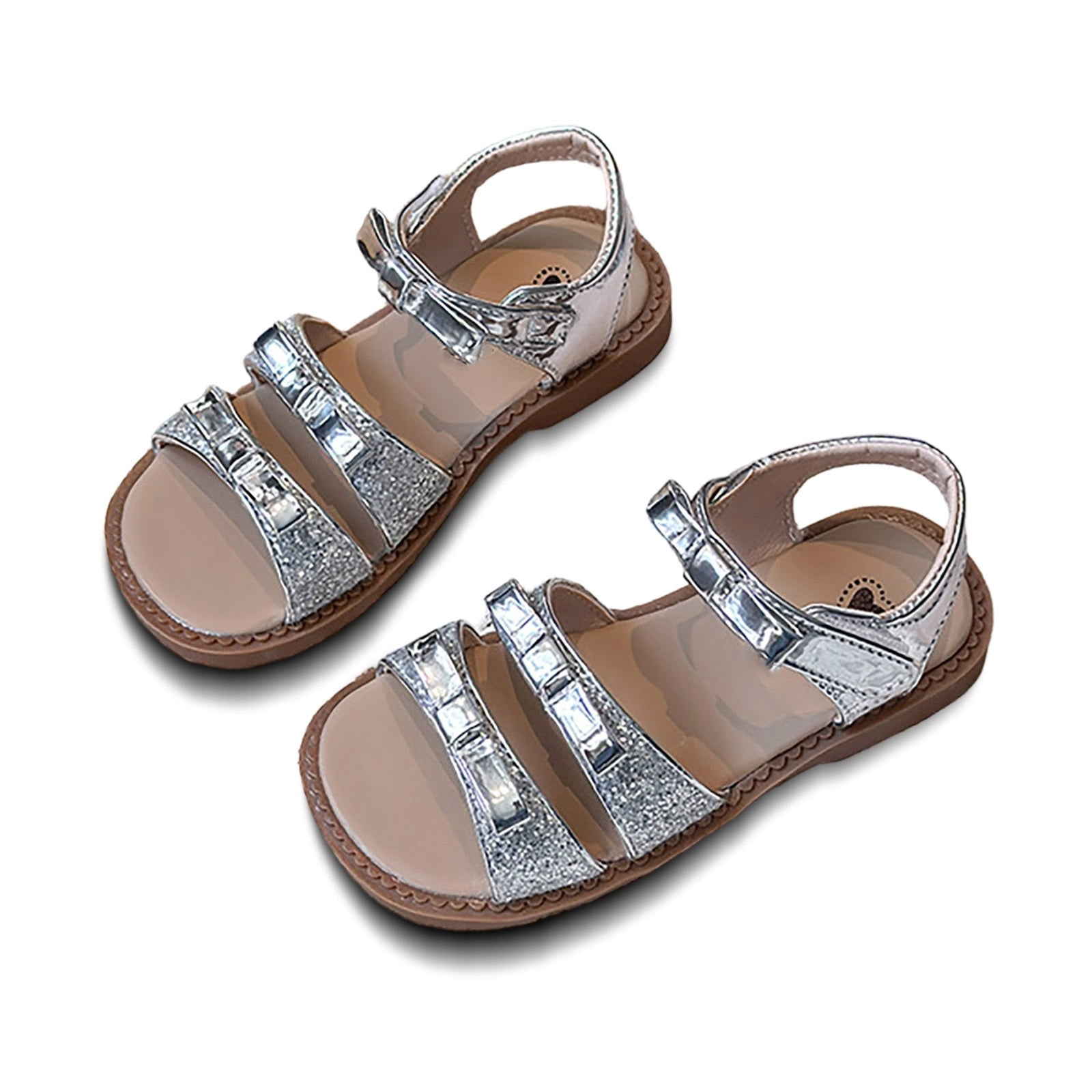 BOOMNY Girl's Sandals Open Toe Flat Sandals for Kids Adjustable Strap ...