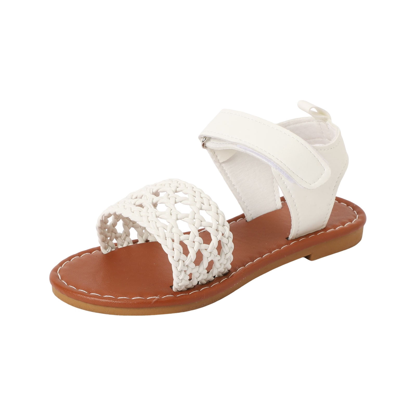 BOOMNY Girl's Sandals Open Toe Flat Sandals for Kids Hook And Loop ...