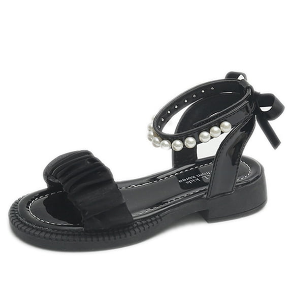 BOOMNY Girl's Sandals Open Toe Low Heels Sandals for Kids Ankle Strap ...