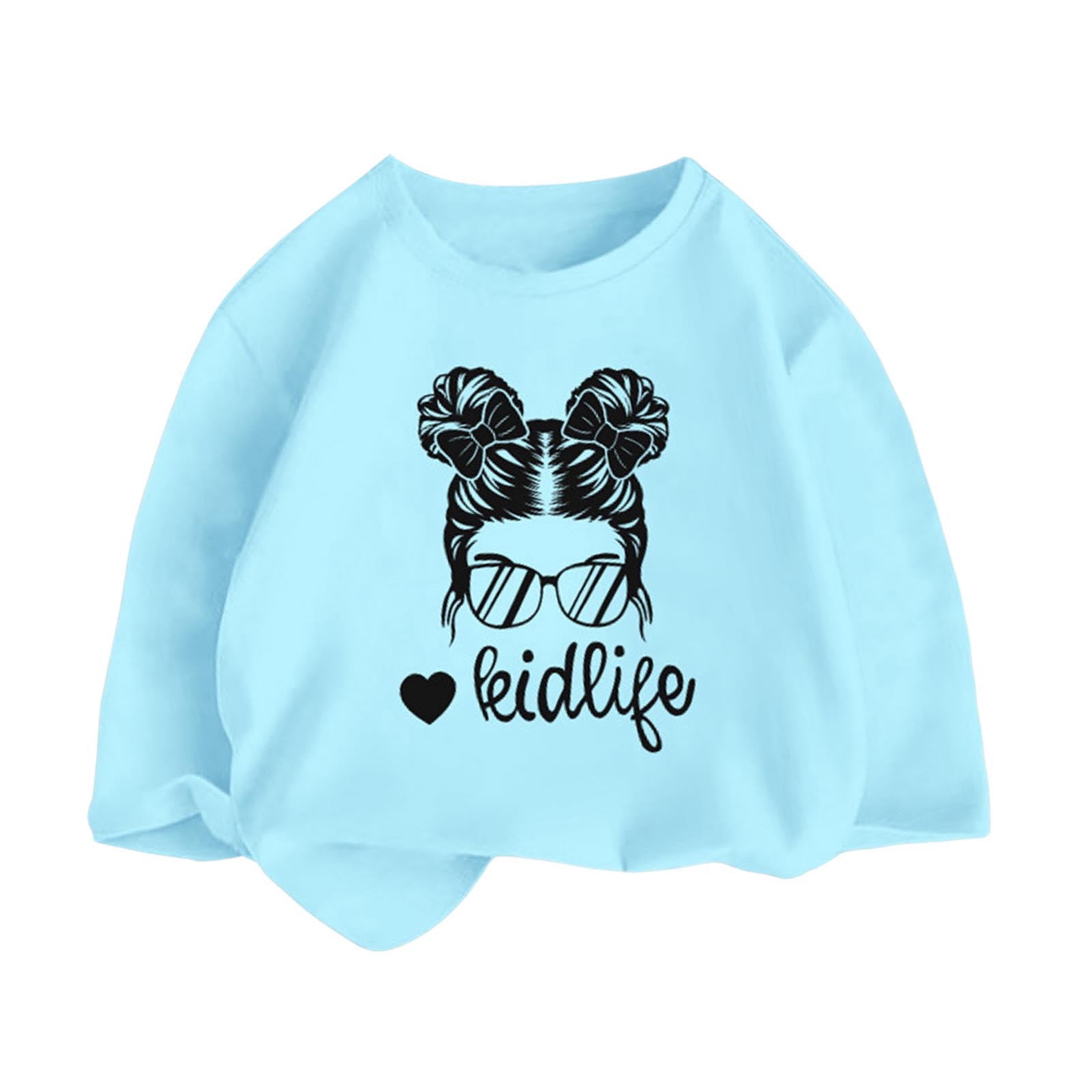 BOOMNY Girl's T Shirts Kid Cute Sweet Graphic Printed Round Neck Short ...