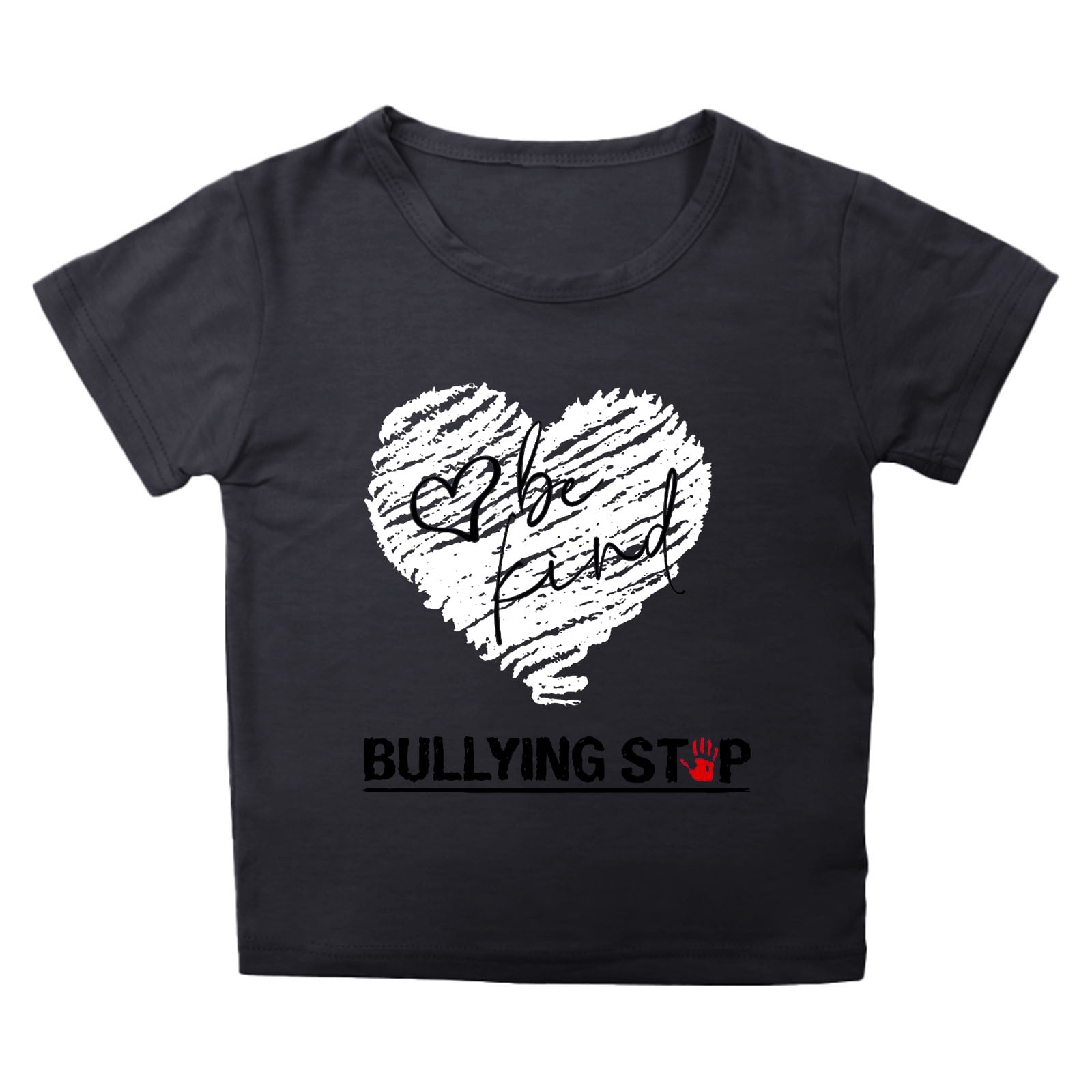 BOOMNY Girl's Tees Say No To Bully Letter Printed Short Sleeve Crew ...