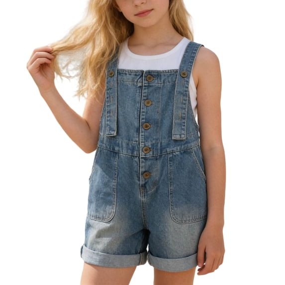 BOOMNY Girls Casual Denim Jumpsuit Sleeveless Denim Jumpsuits for Girls ...