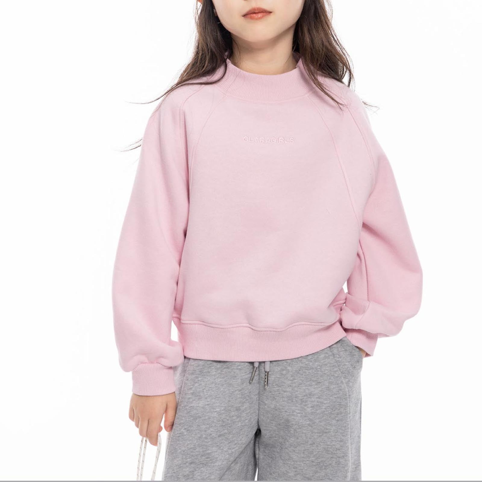 BOOMNY Girls Half High Collar Crew Neck Long Sleeve Cropped Sweatshirts ...