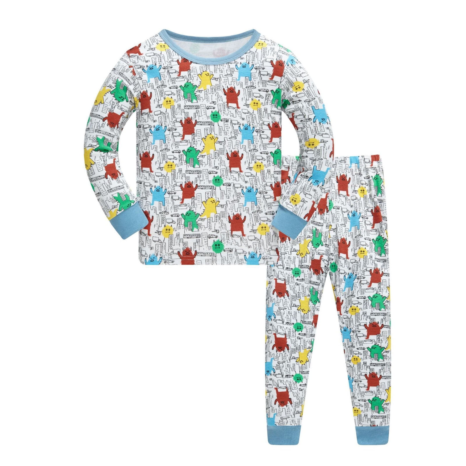 BOOMNY Girls Pajama Sets Long Sleeve Cartoon Graphic Pajamas Sleepwear ...