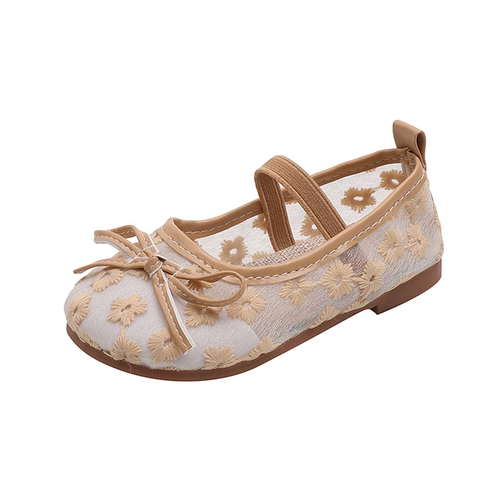 BOOMNY Girls Sandals Closed Toe Flat Sandals for Kids Embroidered ...
