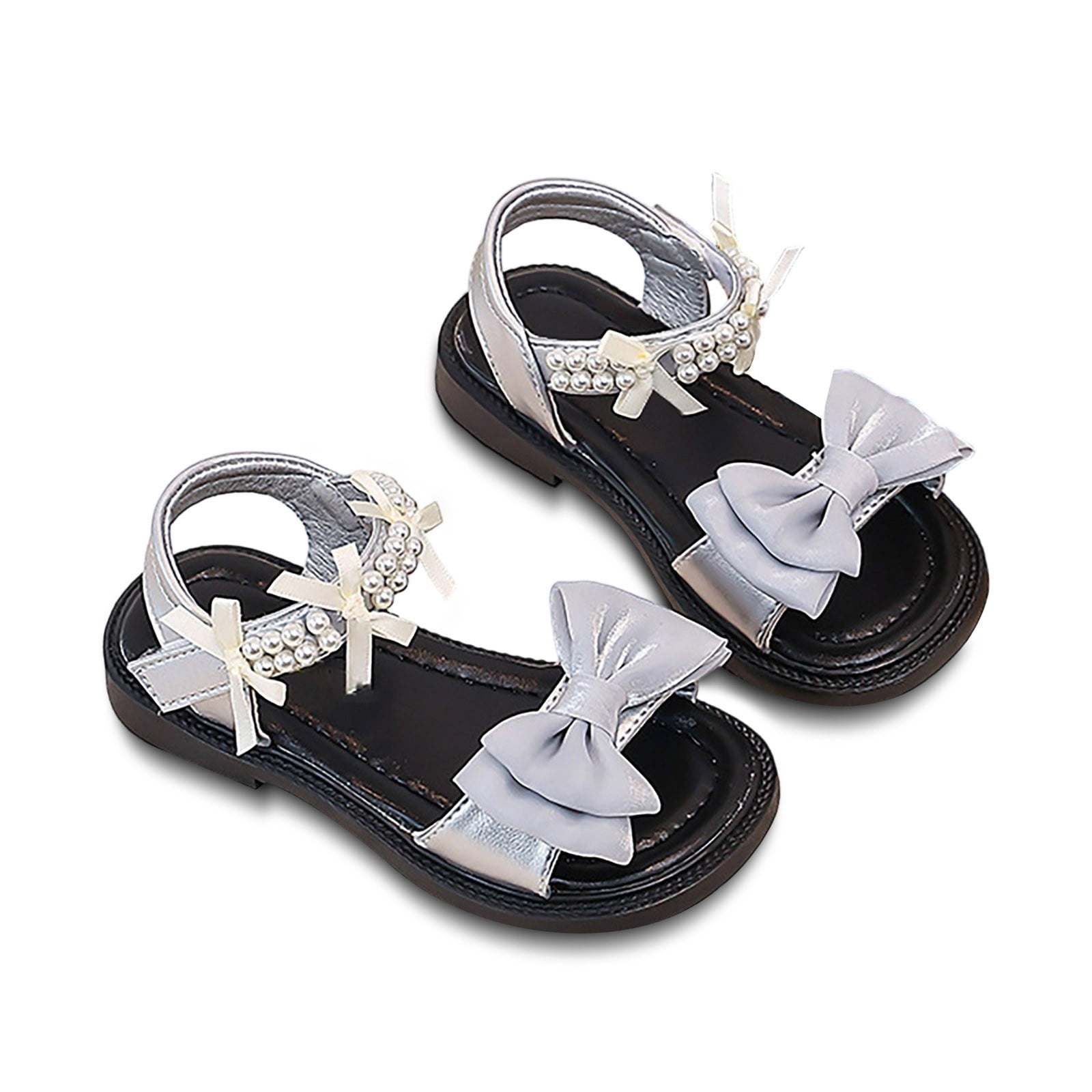 BOOMNY Girls Sandals Open Toe Flat Sandals for Kids Adjustable Strap ...
