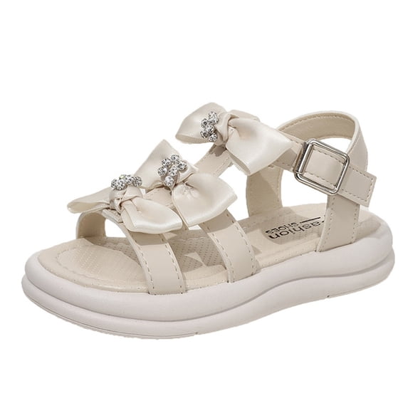 BOOMNY Girls Sandals Open Toe Flat Sandals for Kids Hook And Loop Strap ...