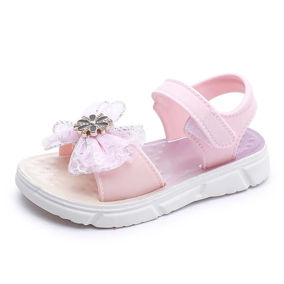BOOMNY Girls Sandals Open Toe Flat Sandals for Kids Hook And Loop Strap ...