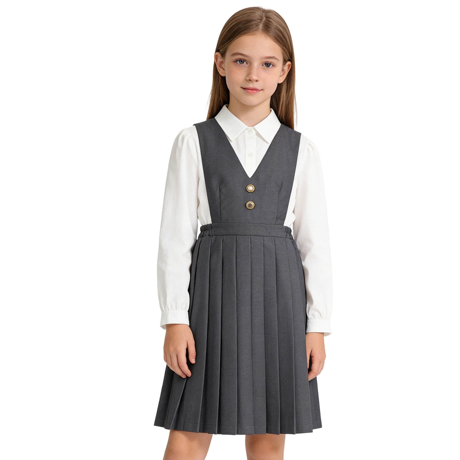 BOOMNY Girls School Uniform Dress Sleeveless Summer Pleated Dresses for ...