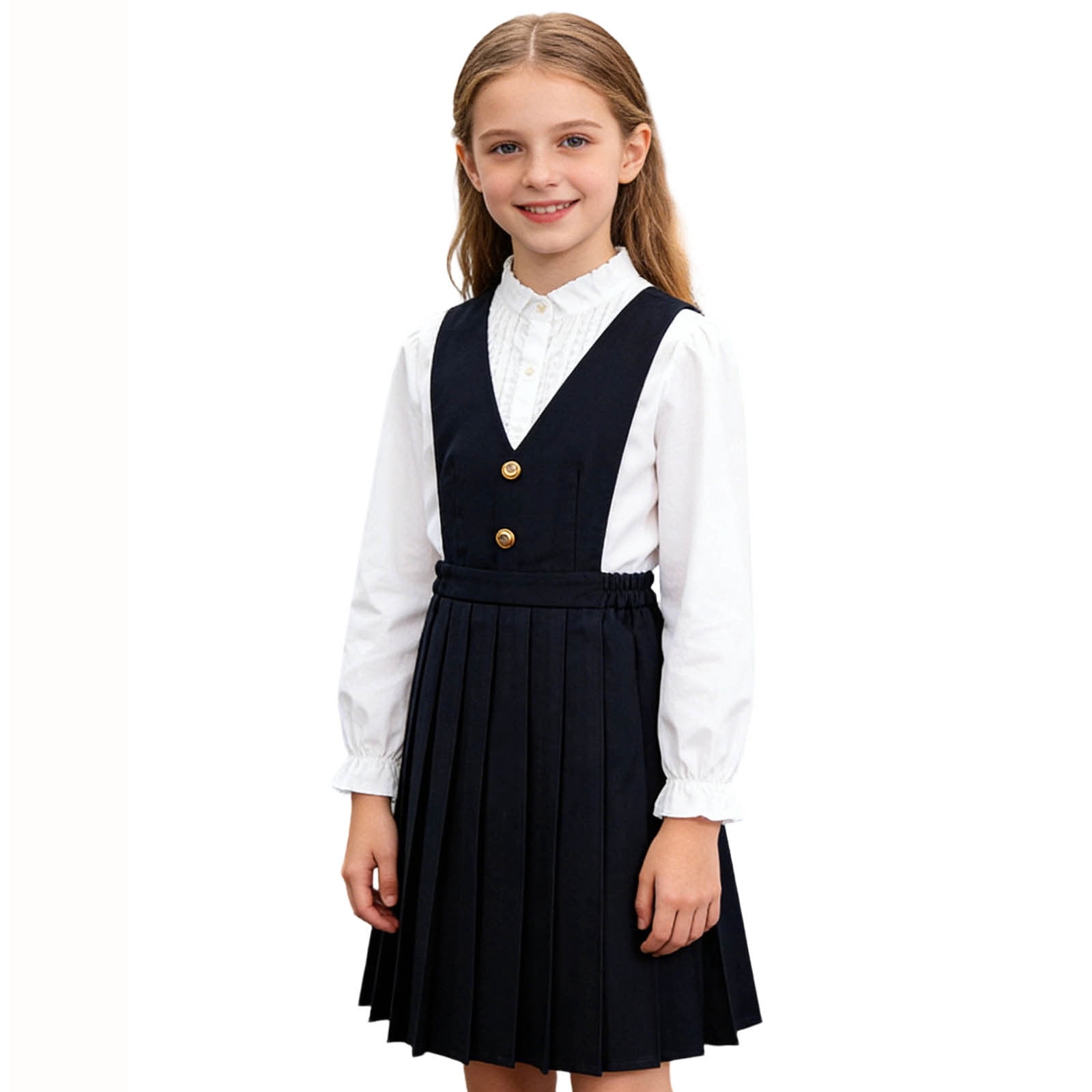 BOOMNY Girls School Uniform Dress Sleeveless Summer Pleated Dresses for ...