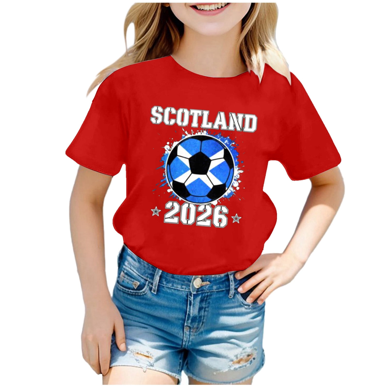 BOOMNY Girls Short Sleeve T Shirts 2026 Football Graphic T-Shirts Loose ...