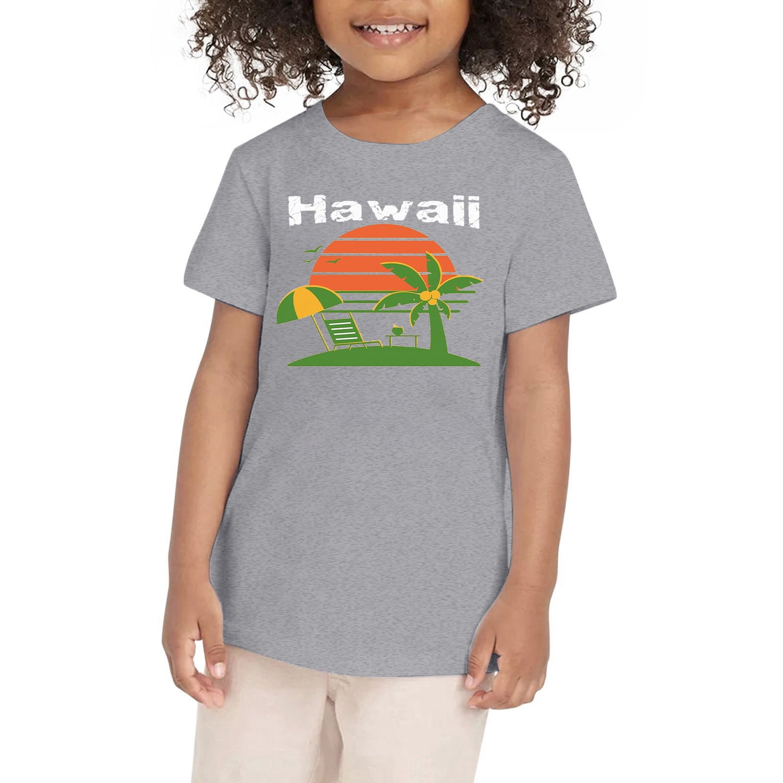 BOOMNY Girls Summer T Shirts Short Sleeve Crew Neck Hawaiian Coconut ...