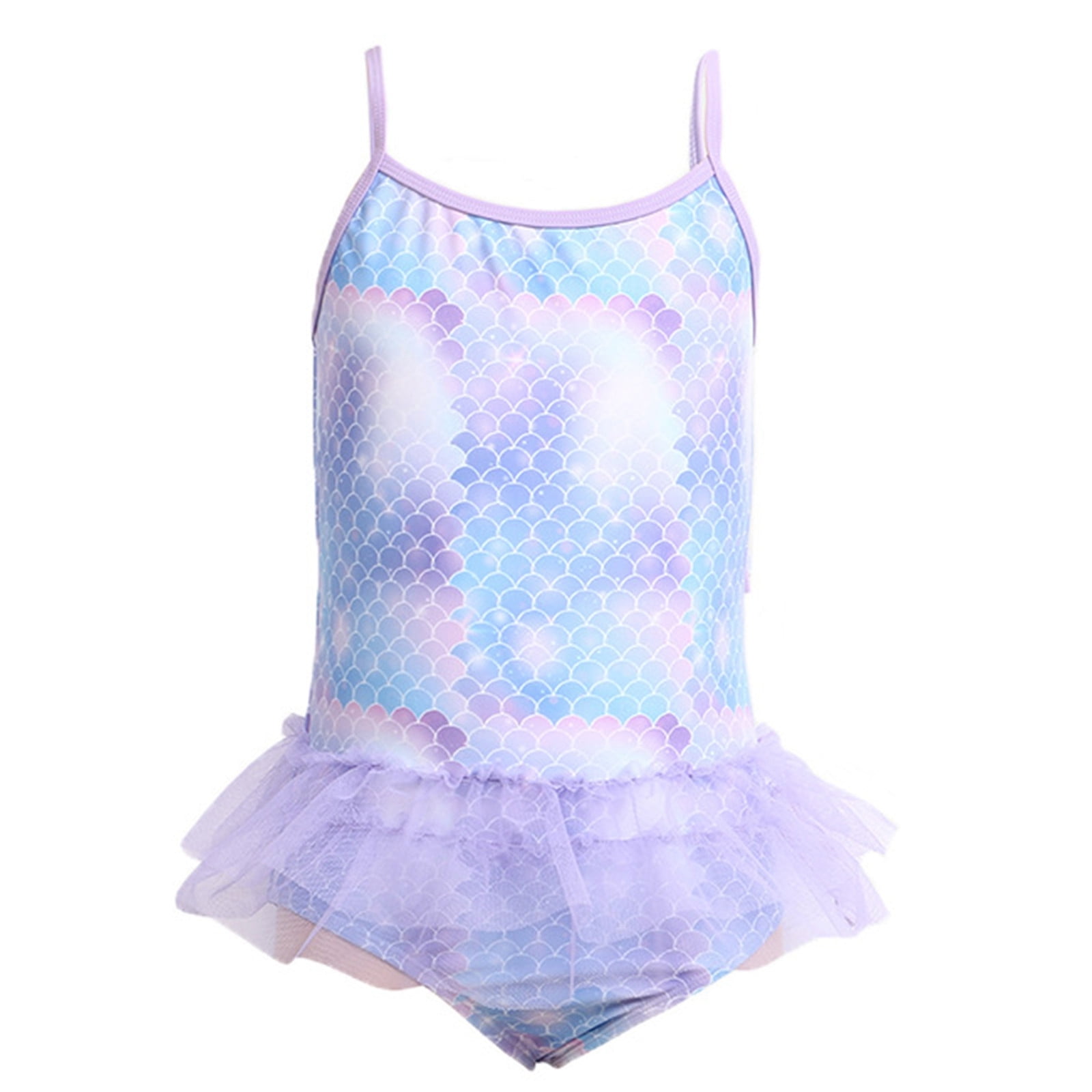 BOOMNY Girls Swimsuit Sleeveless Cartoon Fish Scale Printed One Peice ...