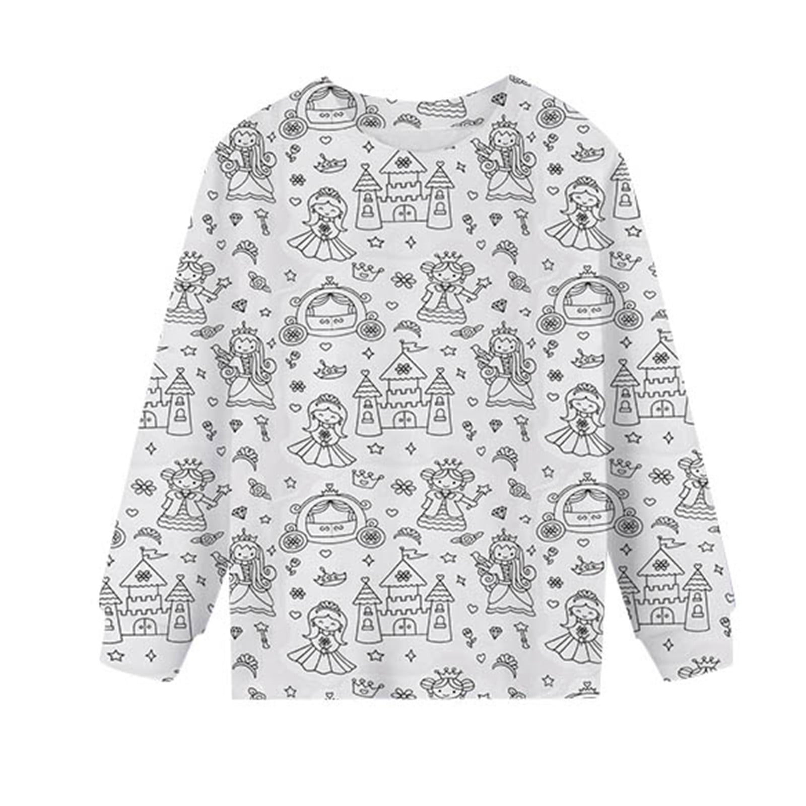 BOOMNY Girls Tee Shirts Casual Diy Hand Painting Coloring Shirts Long ...