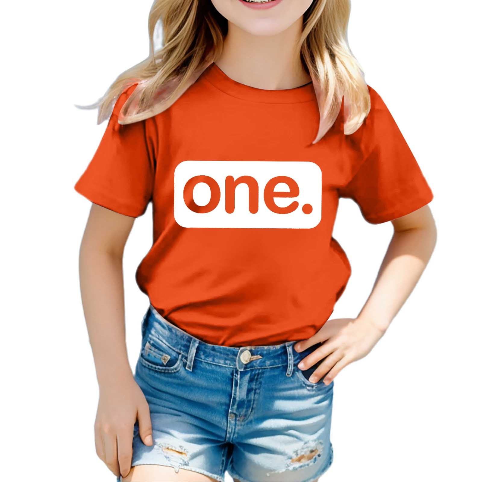 BOOMNY Girls Tee Shirts Short Sleeve Happy Brithday Prints Crew Neck ...