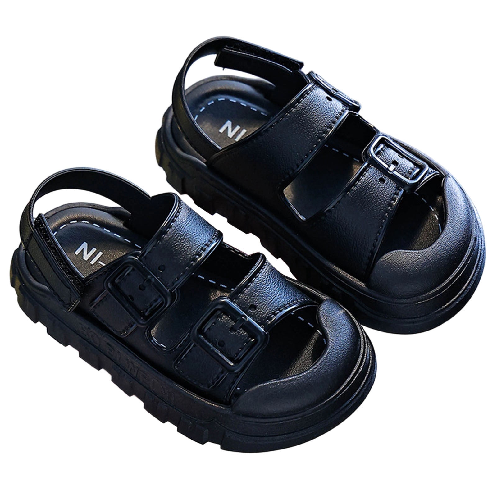 BOOMNY Girls Workout Sandals Open Toe Flat Sandals for Kids Adjustable ...