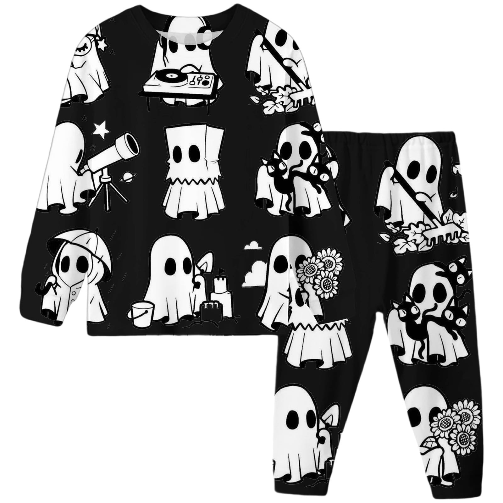 BOOMNY Halloween Girls Pajama Sets Long Sleeve Hallowmas Pumpkin Ghost ...