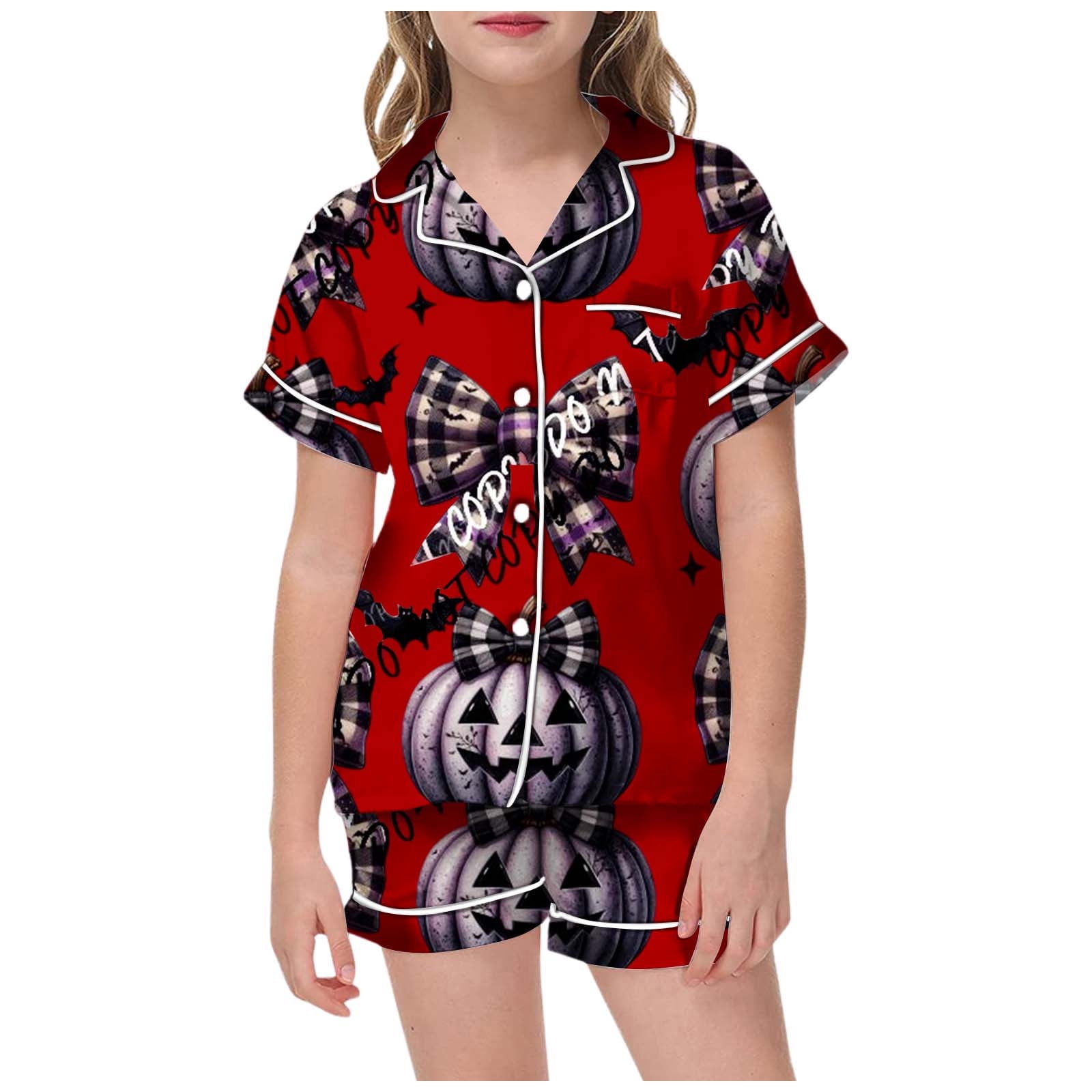 BOOMNY Halloween Toddler Girls Pajama Sets Short Sleeve Hallowmas ...