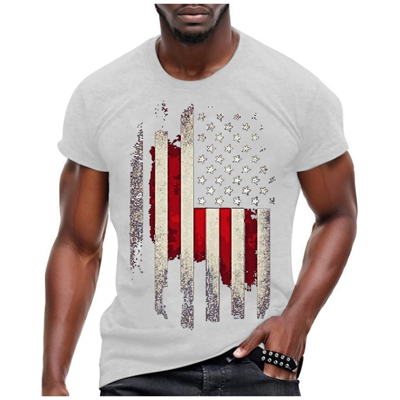 BOOMNY Independence Day Tshirts For Men Short Sleeve Patriotic July 4th ...