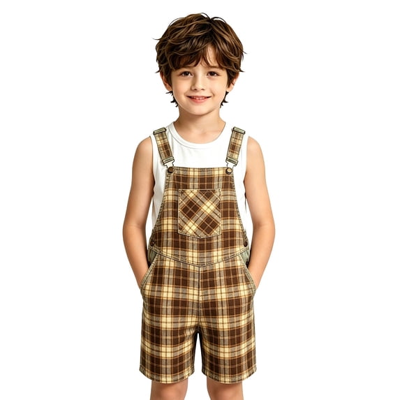 BOOMNY Kids Boys Girls Bib Overalls Wide Leg Shortalls For Boys Trendy ...