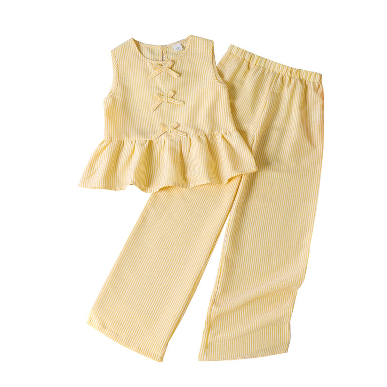 BOOMNY Kids Girls Clothes Set Sleeveless Solid Color Ruffled Vest Pants ...