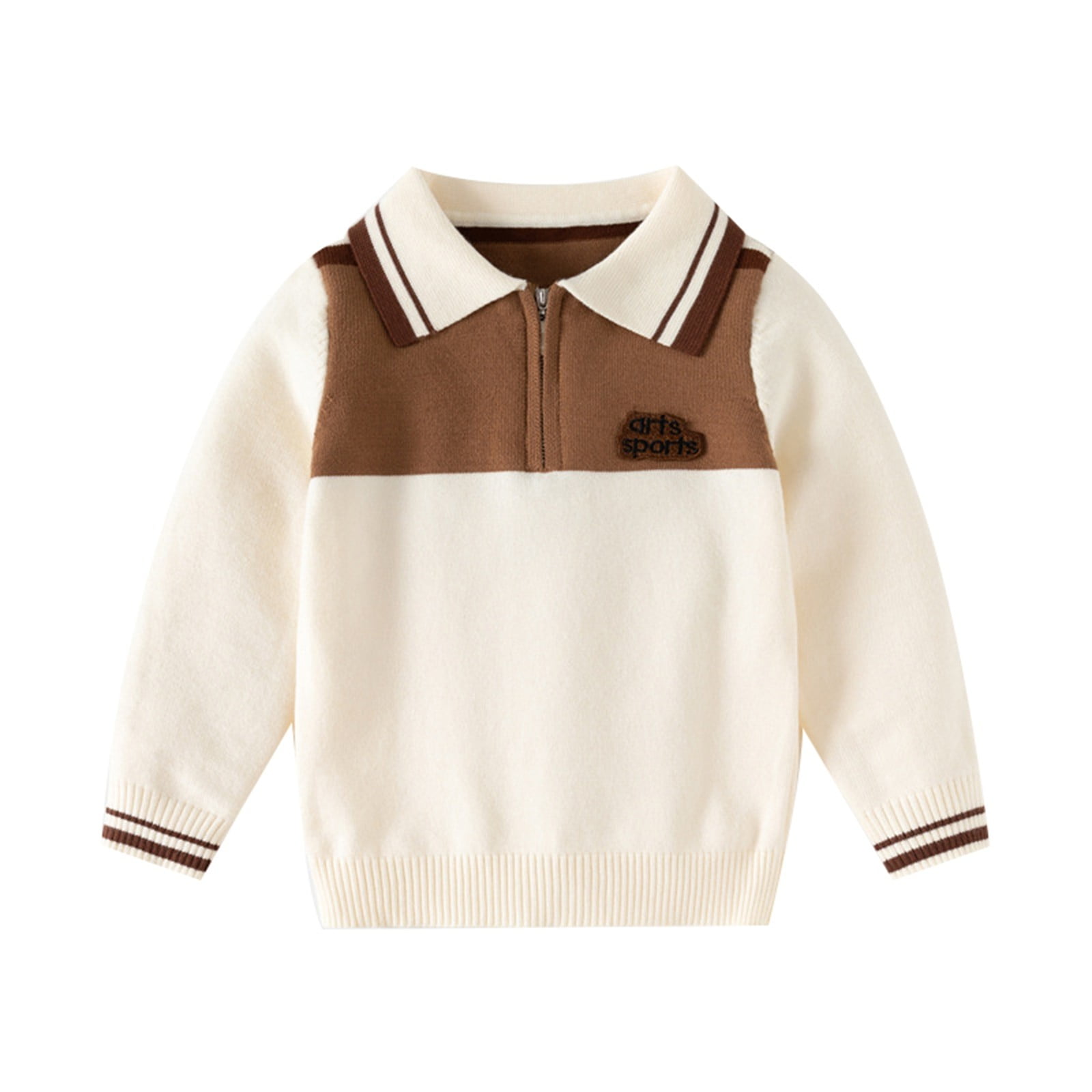 BOOMNY Kids Infants Girls Sweaters Long Sleeve Patchwork Color Zip ...