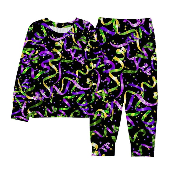 BOOMNY Mardi Gras Toddler Baby Girls Outfit Set Long Sleeve Patchwork ...