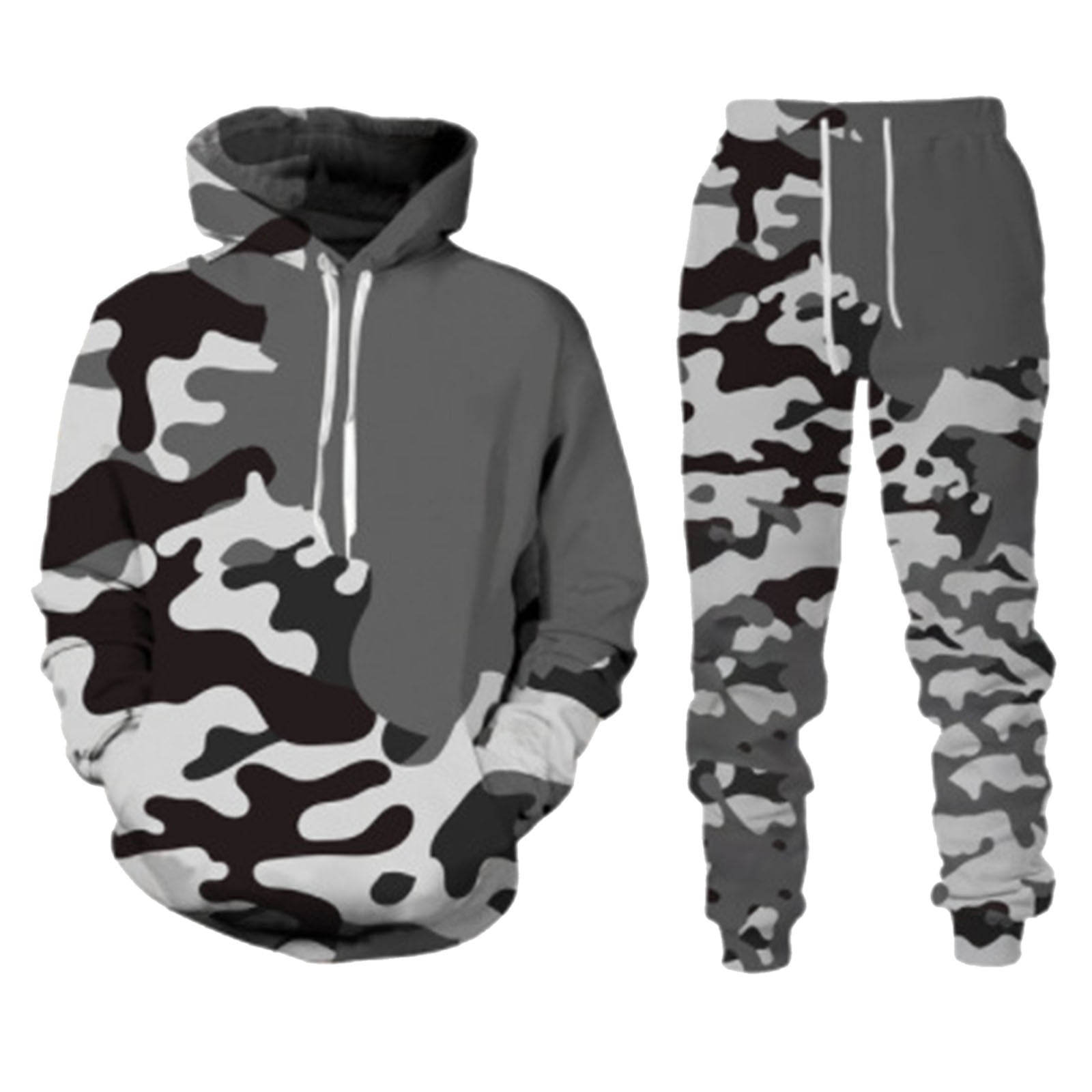 BOOMNY Men Sweatsuits Set Camouflage Graphic Hoodies Sweatpants 2Pcs ...