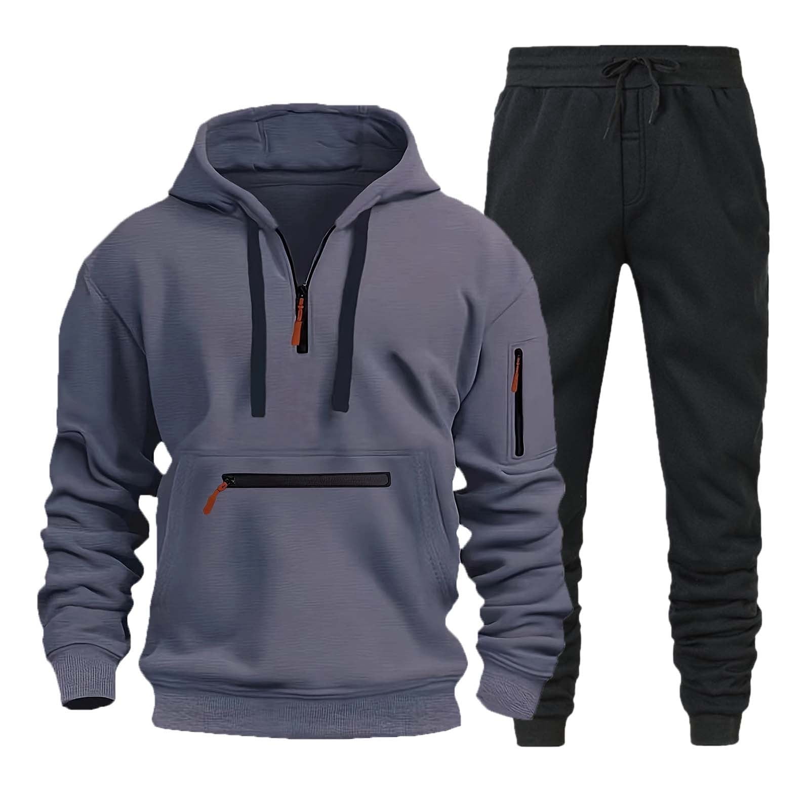 BOOMNY Men Sweatsuits Set Plus Size Hoodies Sweatpants 2Pcs Gym Sweat ...