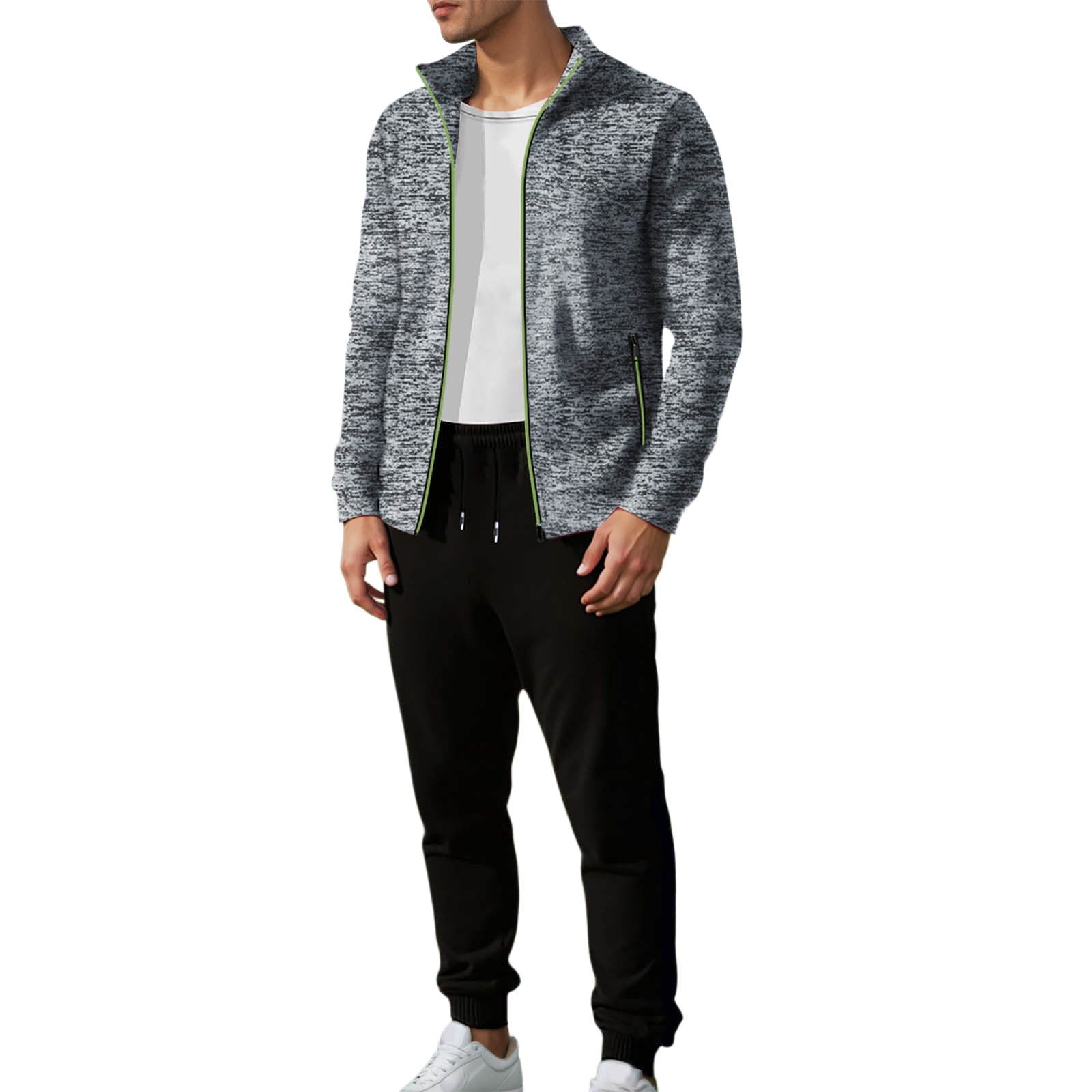 BOOMNY Men Sweatsuits Set Solid Color Zip Jacket Sweatpants 2Pcs Gym ...