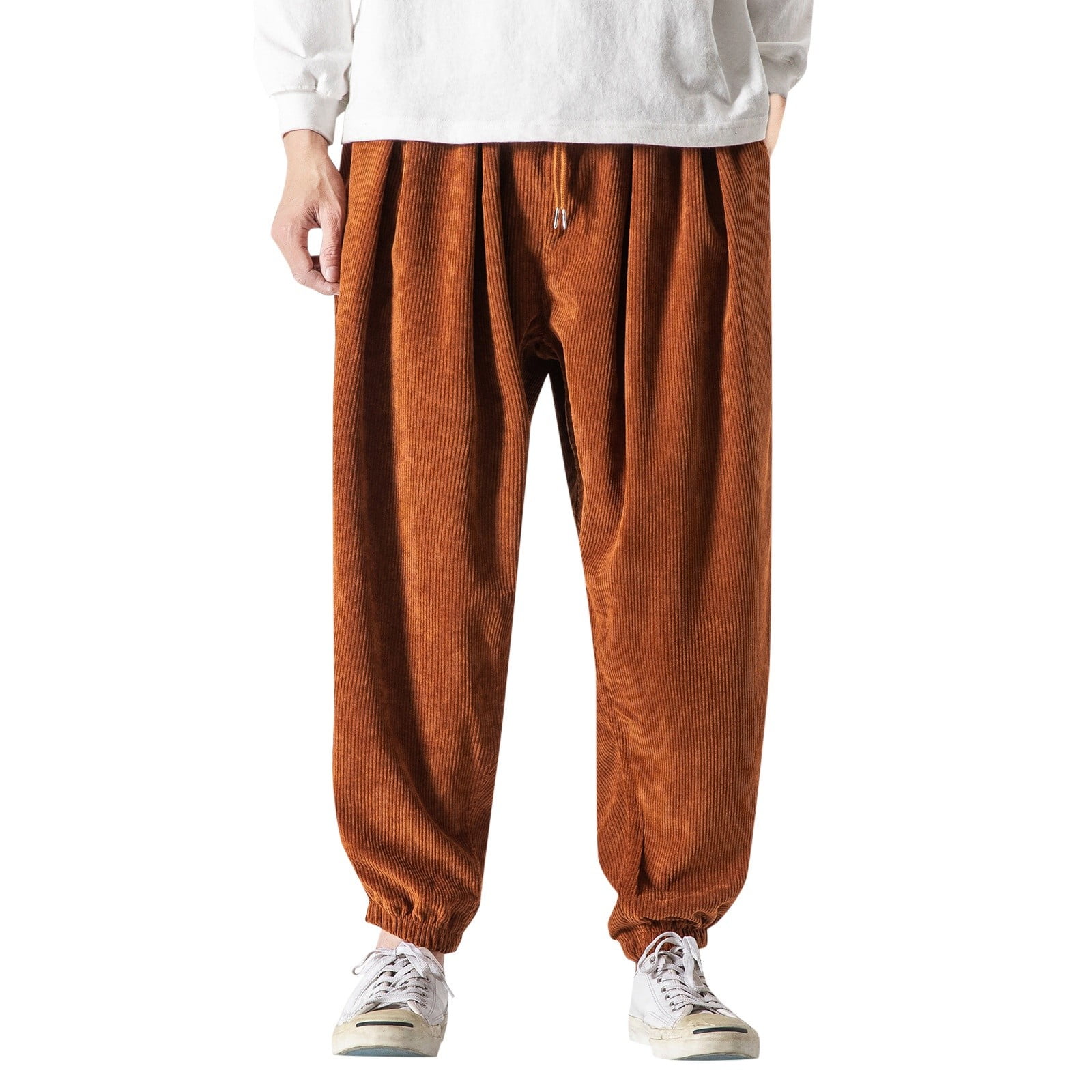 BOOMNY Men's Baggy Pants Solid Color Corduroy Pants for Men Wide Leg ...