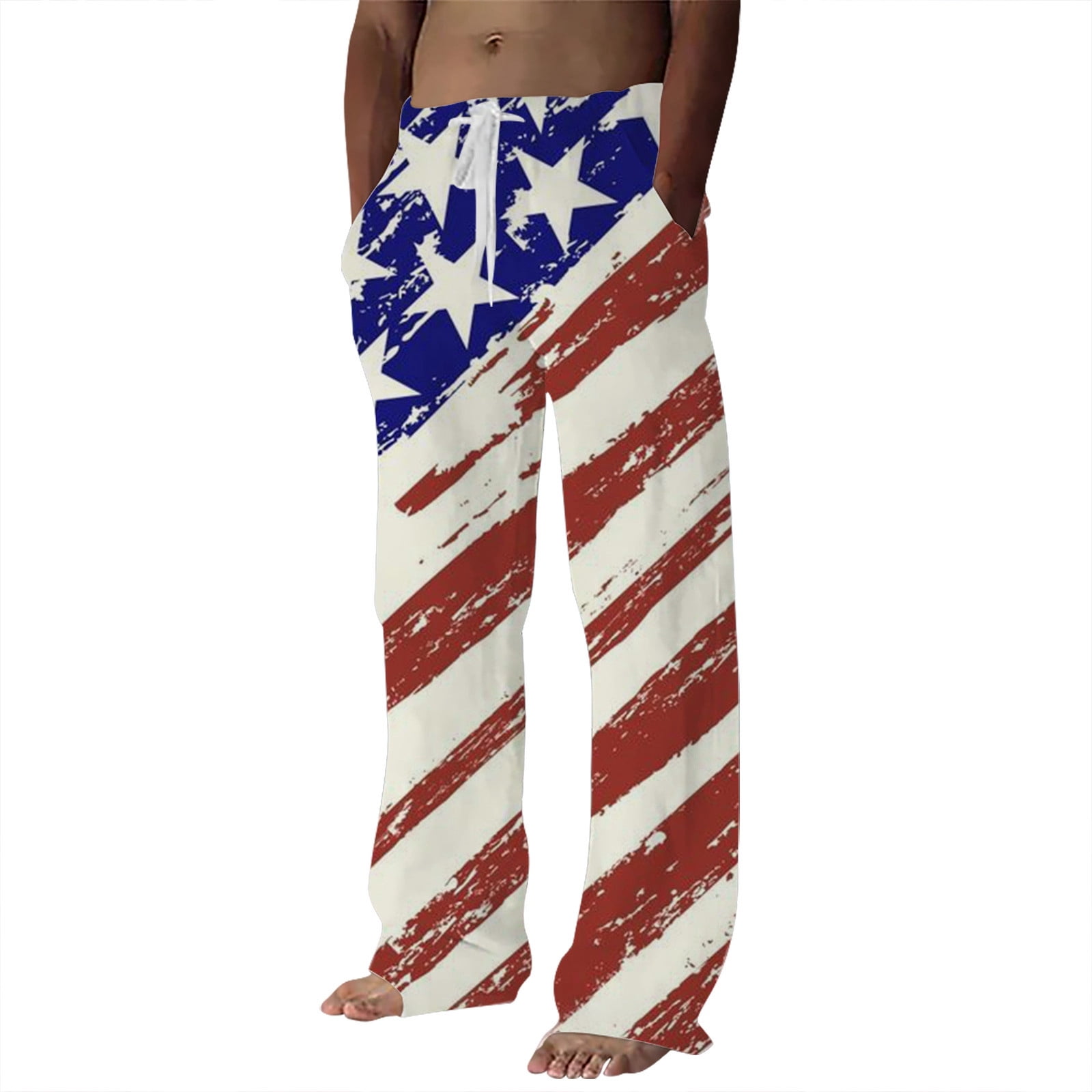 BOOMNY Men's Independence Day Pants Patriotic July 4th Usa Flag Star ...