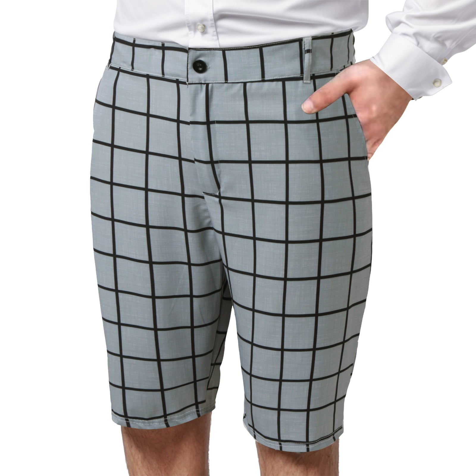 BOOMNY Men's Shorts Casual Plaid Prints Buttons Sports Shorts For Man ...