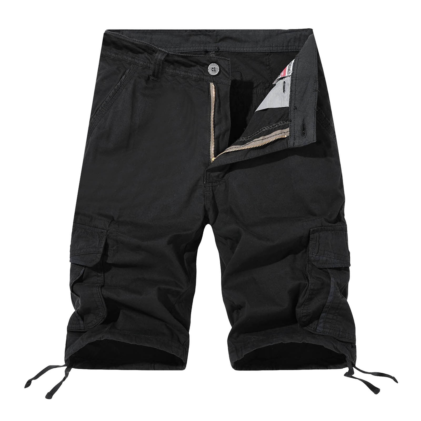 BOOMNY Men's Shorts Solid Color Buttons Cargo Shorts For Man Soft Loose ...